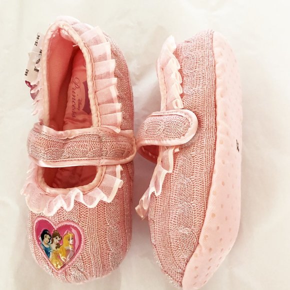Disney | Shoes | Slippers Disney Princess Girls New Size 1m Pink Velcro ...